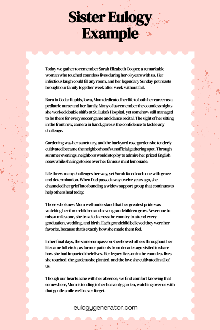 25 Eulogy Examples to Honor Loved Ones | Eulogy Generator
