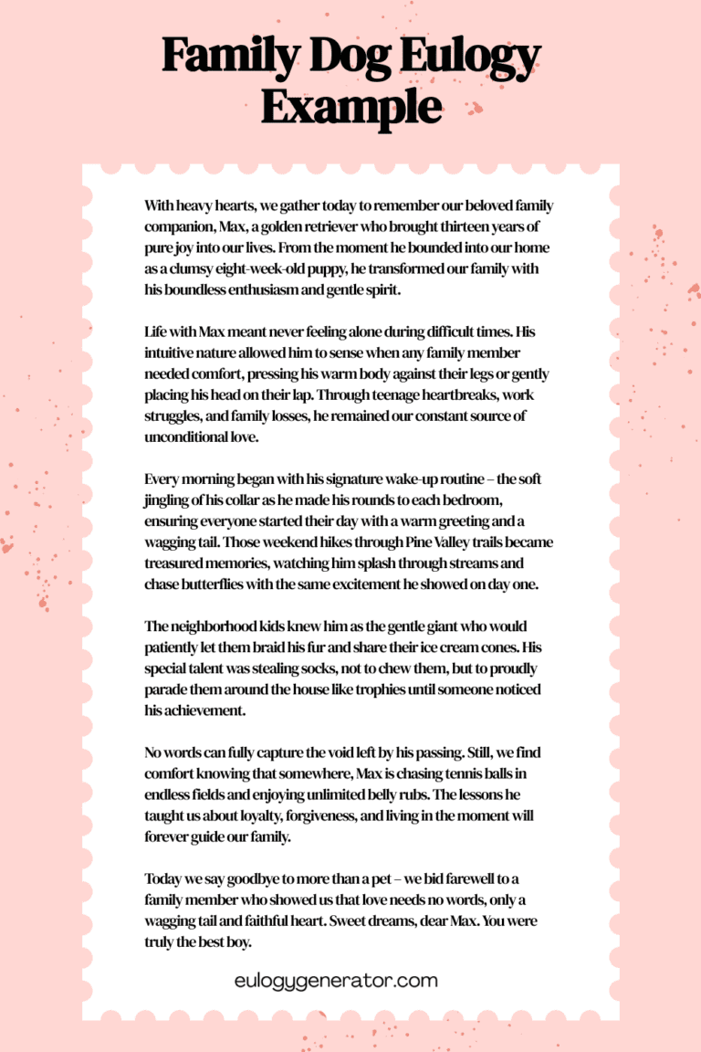 25 Eulogy Examples to Help You | Eulogy Generator
