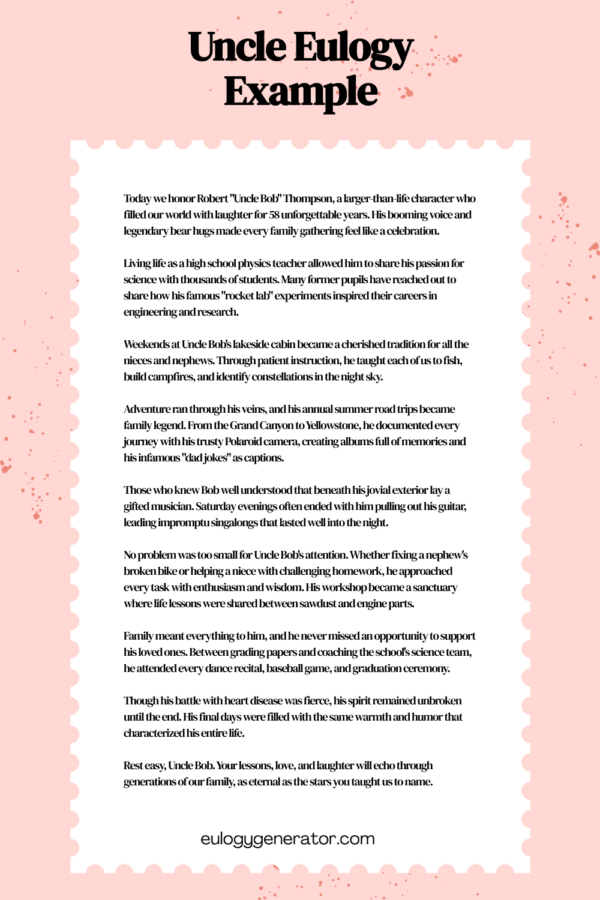 25 Eulogy Examples to Honor Loved Ones | Eulogy Generator