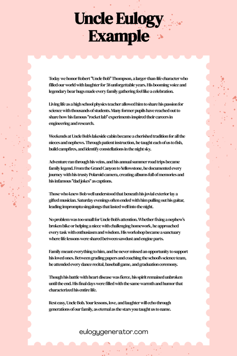 25 Eulogy Examples to Honor Loved Ones | Eulogy Generator