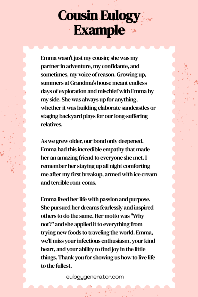 100 Eulogy Examples: Templates, Examples, and Advice - Eulogies By Jen