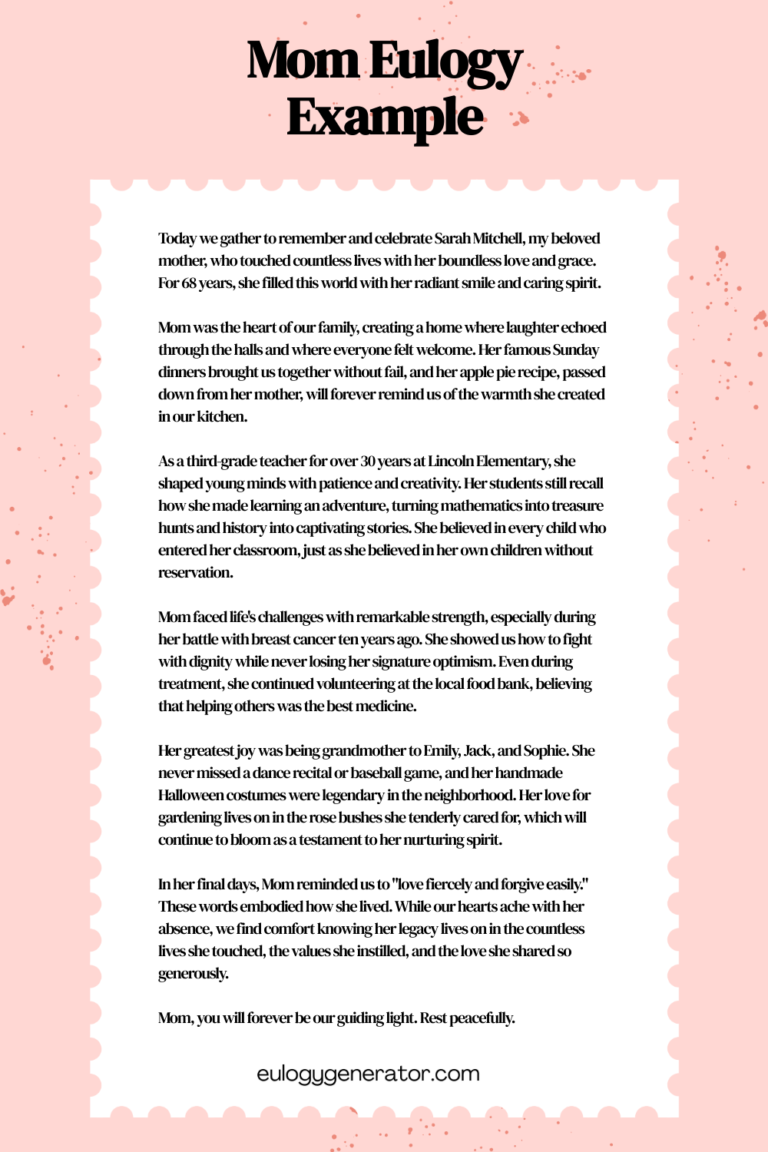 25 Eulogy Examples to Honor Loved Ones | Eulogy Generator