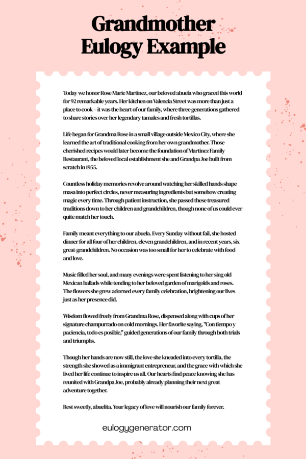 25 Eulogy Examples to Honor Loved Ones | Eulogy Generator