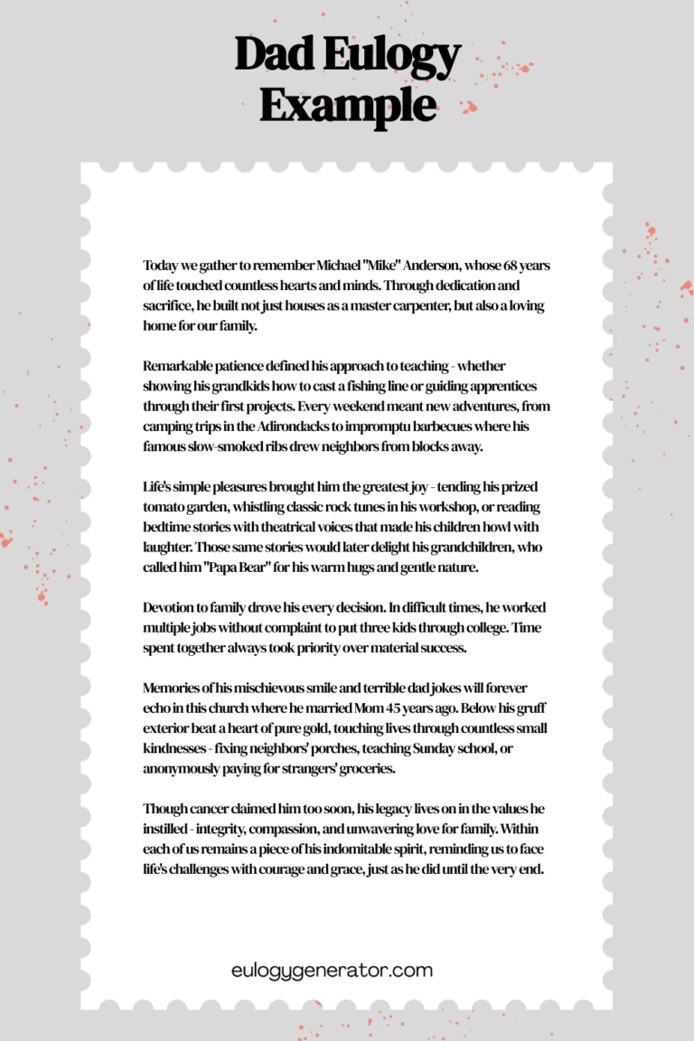 25 Eulogy Examples to Honor Loved Ones | Eulogy Generator