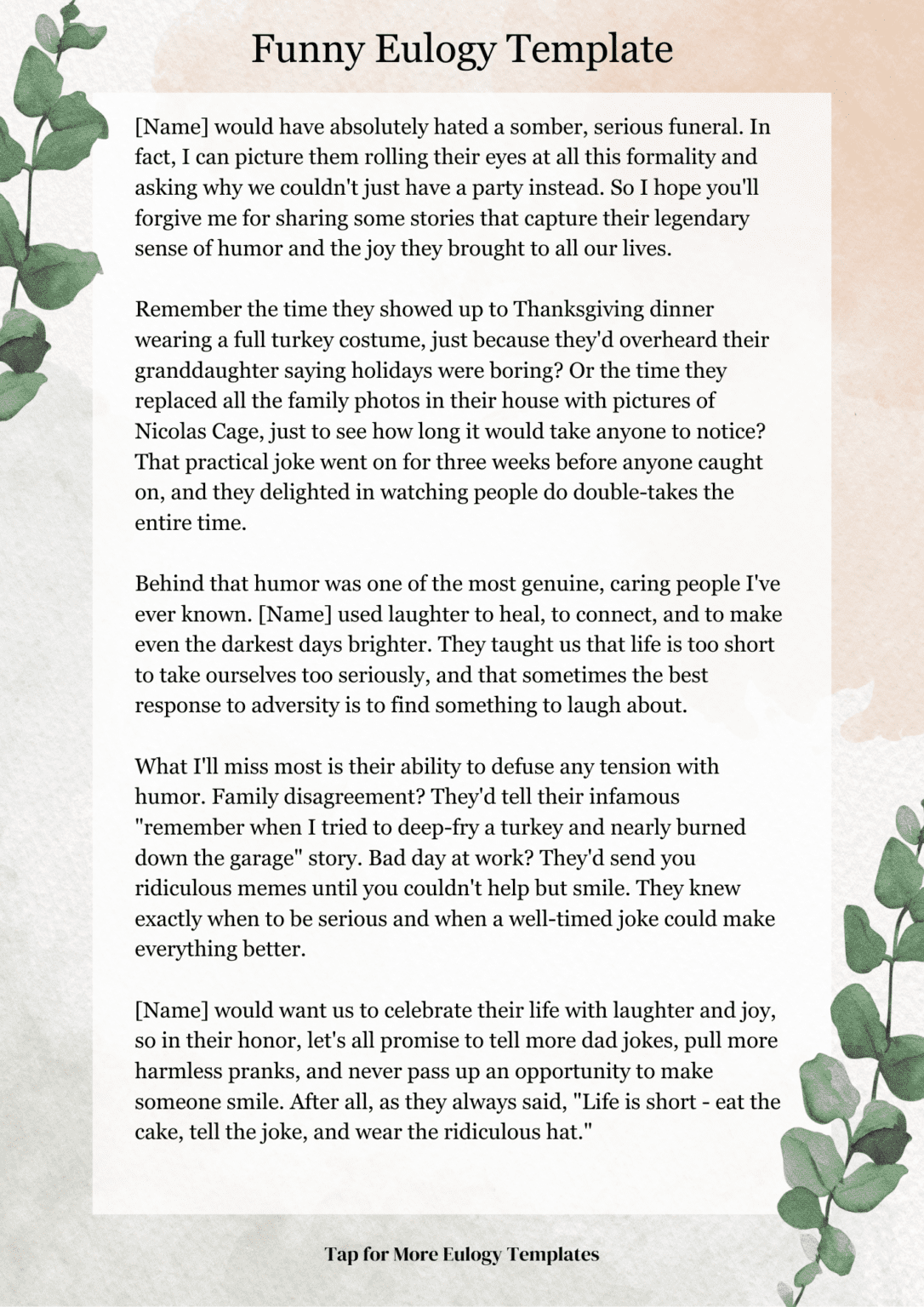 Eulogy Template: Craft a perfect Eulogy with these templates