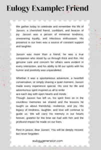 25 Eulogy Examples for Friends | Eulogy Generator