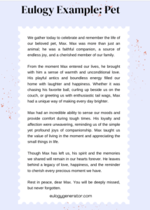 7 Touching Pet Eulogy Examples to Honor Your Furry Friend - Eulogies By Jen