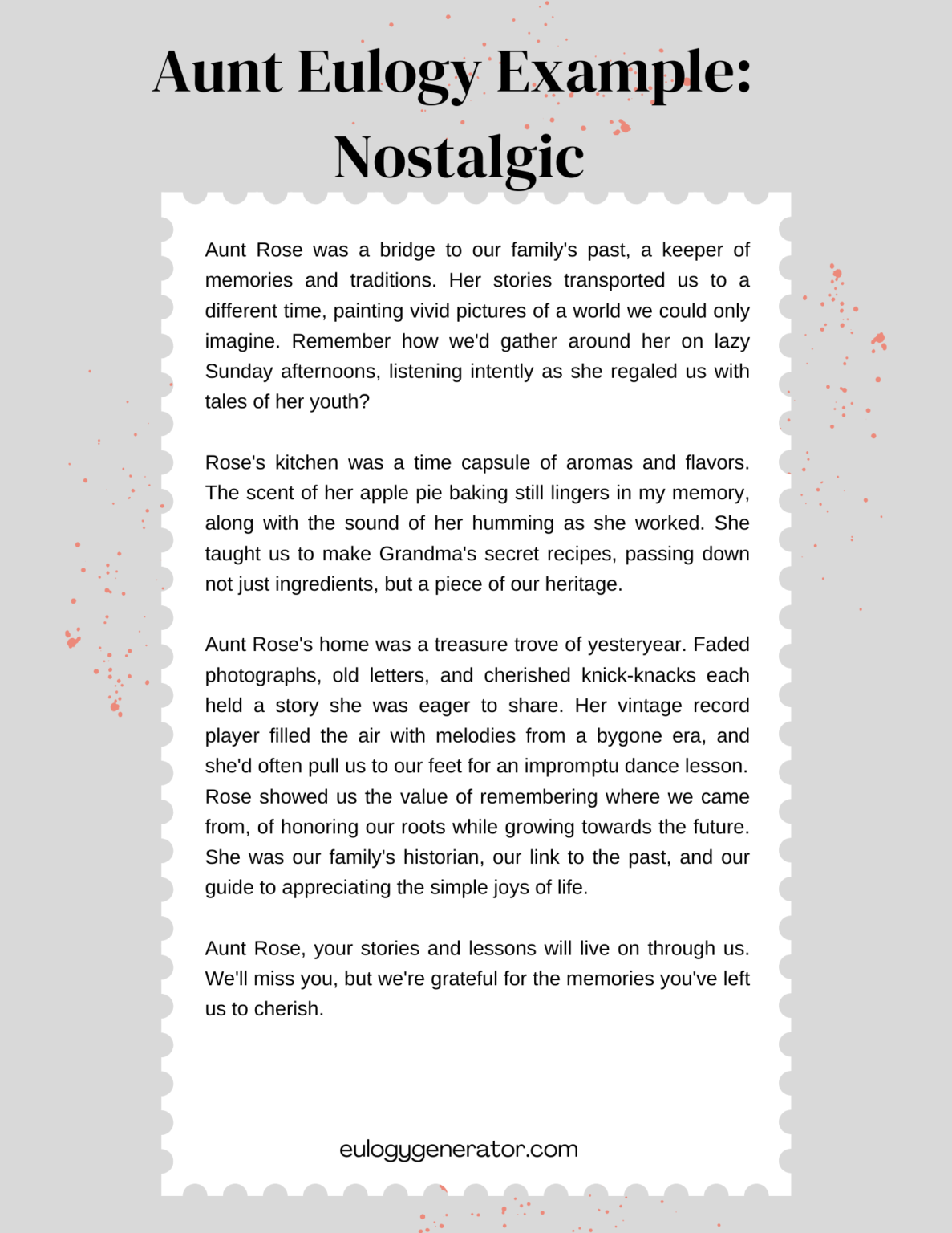 25 Heartfelt Eulogy Examples for Your Aunt | Eulogy Generator