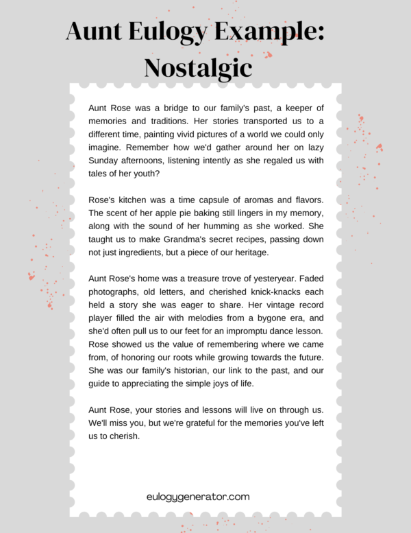 25 Eulogy Examples for an Aunt | Eulogy Generator