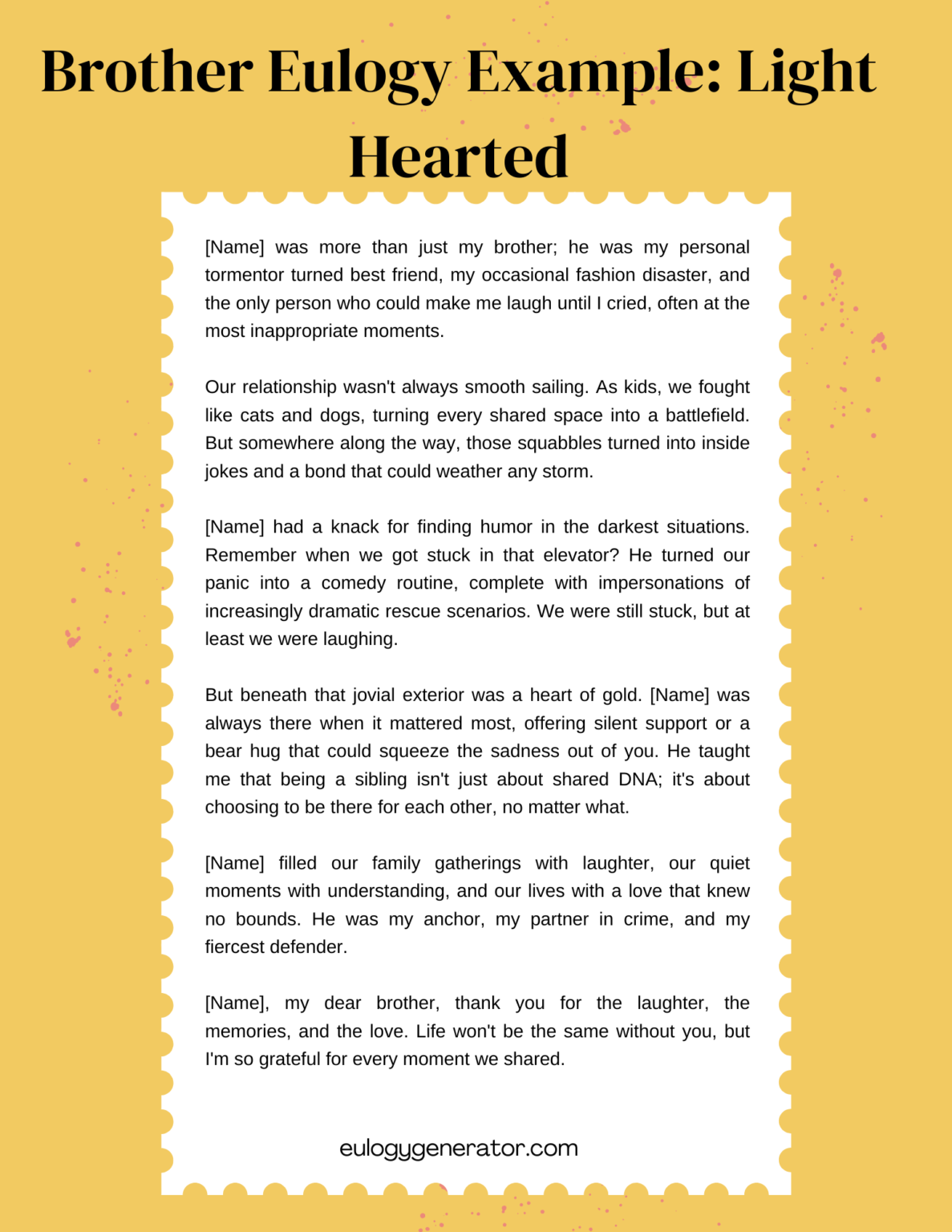 A Guide on Writing a Eulogy for Your Brother