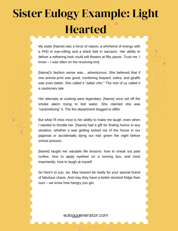 A Guide on Writing a Eulogy for Your Sister