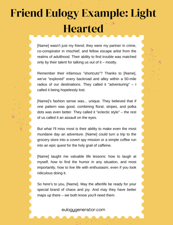 A Guide on Writing a Eulogy for Your Friend