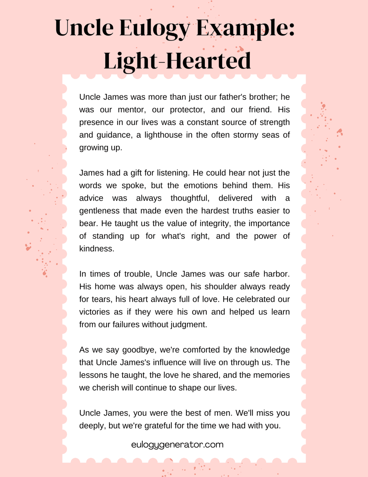 25 Eulogy Examples for an Uncle | Eulogy Generator