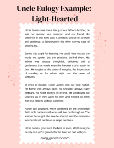 25 Eulogy Examples for an Uncle | Eulogy Generator