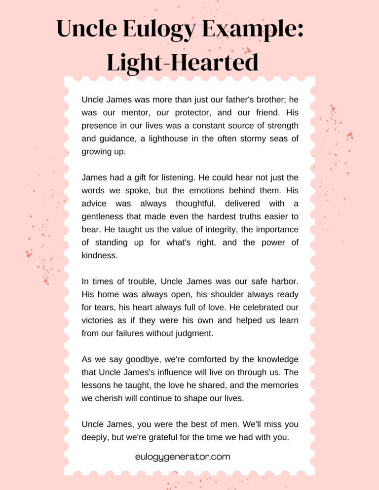 25 Eulogy Examples for an Uncle | Eulogy Generator