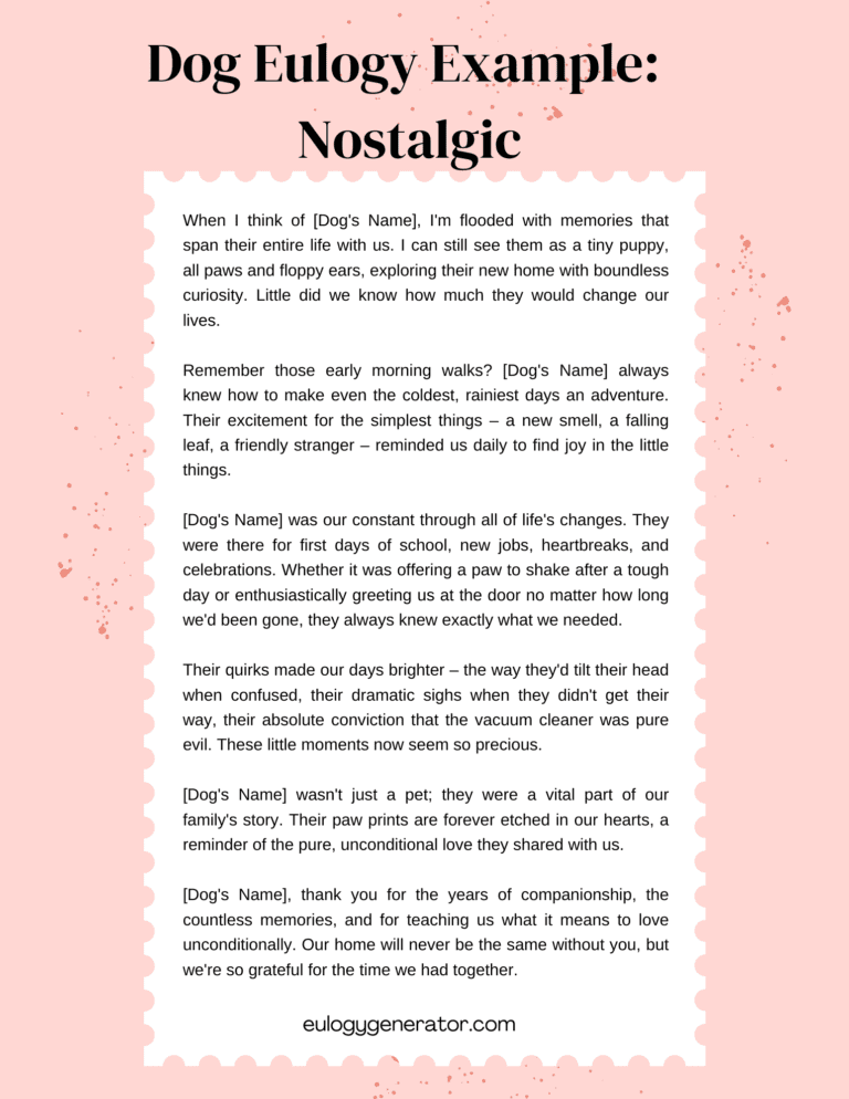 A Guide on Writing a Eulogy for Your Dog