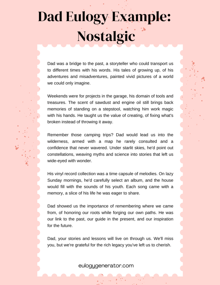 A Guide on Writing a Eulogy for Your Dad