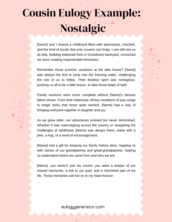 A Guide on Writing a Eulogy for Your Cousin