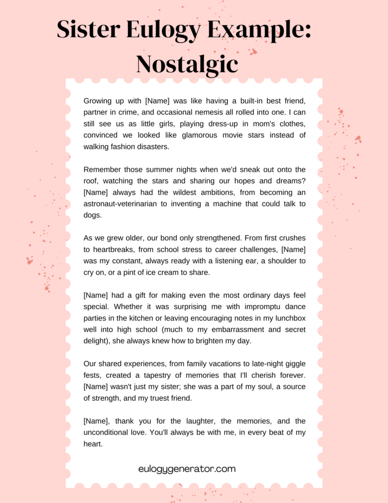 A Guide on Writing a Eulogy for Your Sister