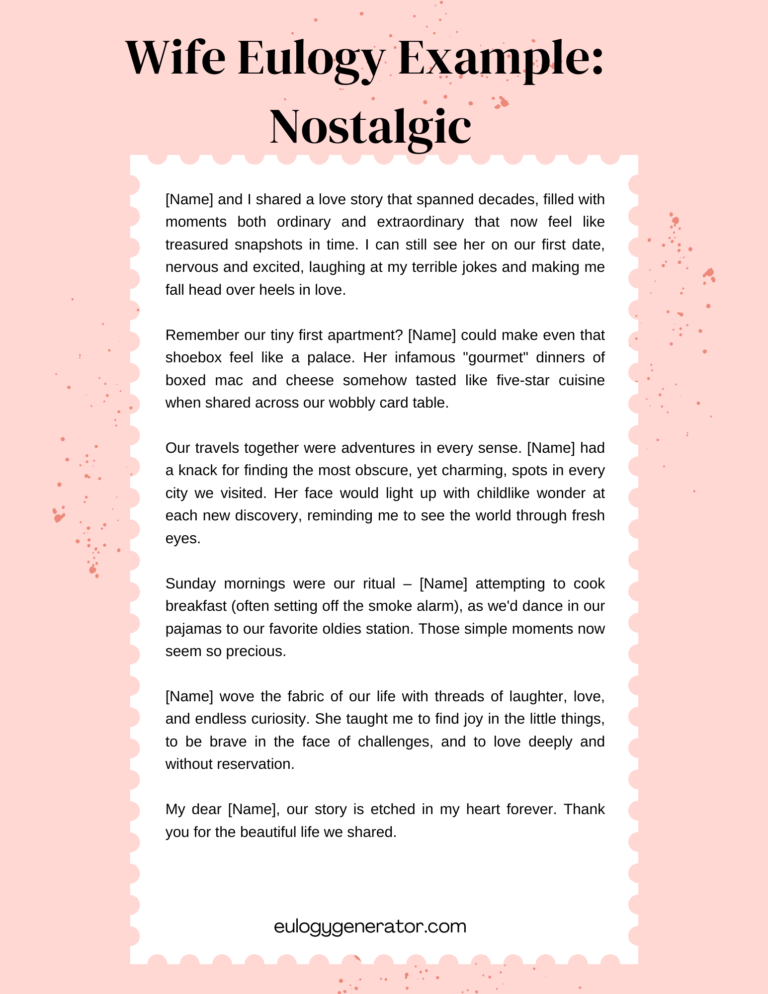 A Guide on Writing a Eulogy for Your Wife