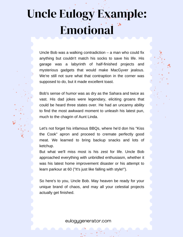 A Guide on Writing a Eulogy for Your Uncle