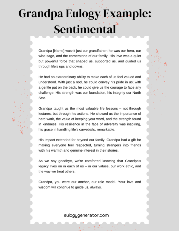 A Guide on Writing a Eulogy for Your Grandpa