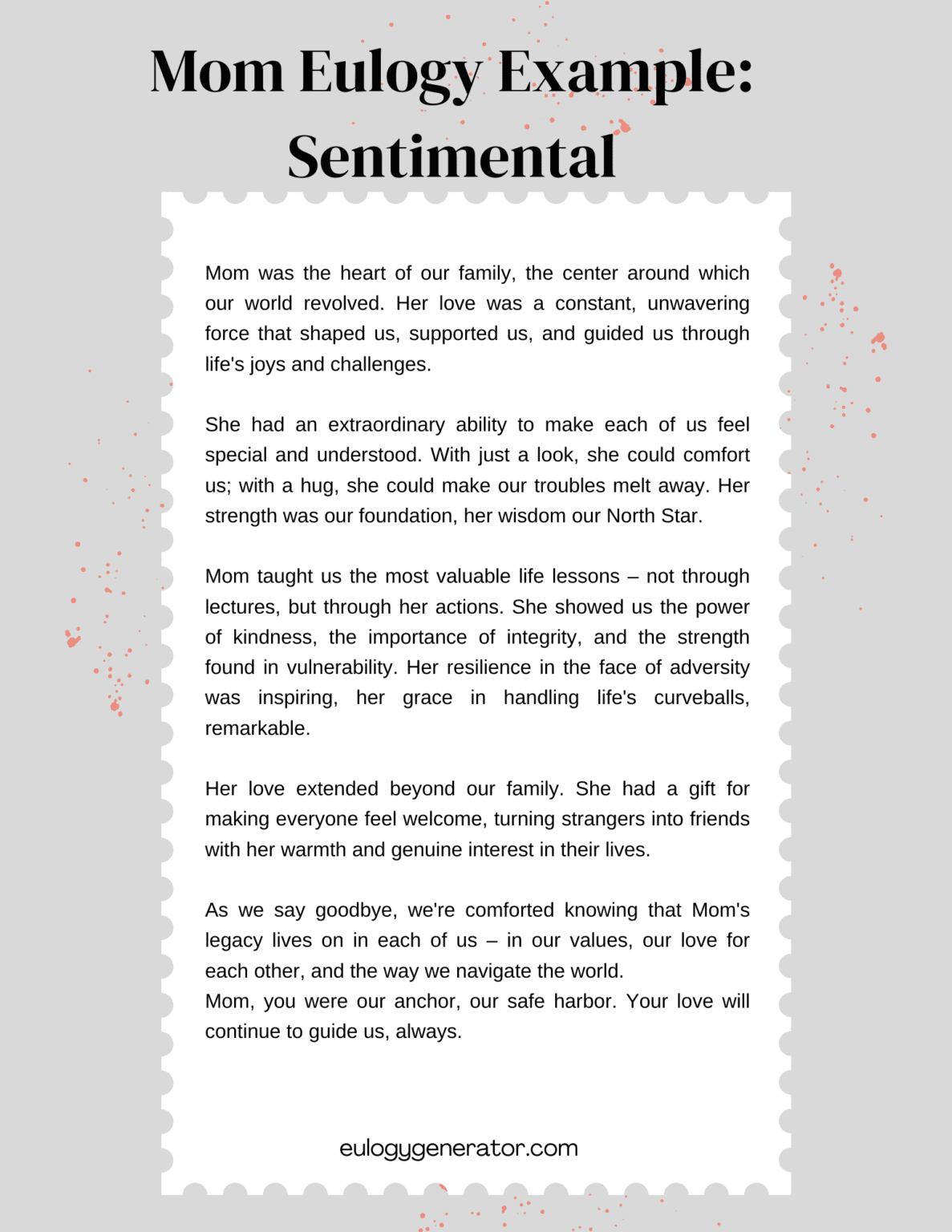 A Guide on Writing a Eulogy for Your Mom