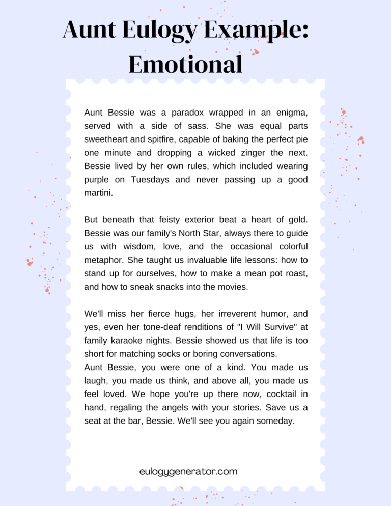 25 Eulogy Examples for an Aunt | Eulogy Generator