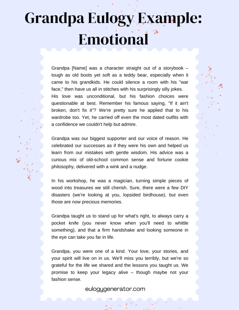 A Guide on Writing a Eulogy for Your Grandpa