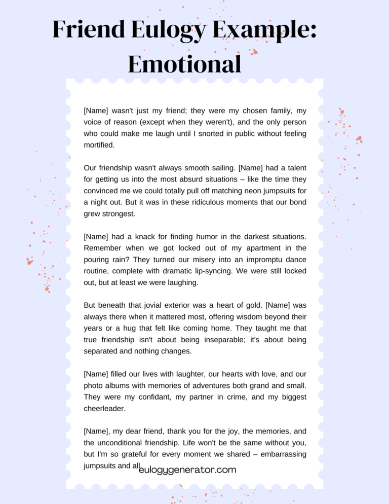 A Guide on Writing a Eulogy for Your Friend