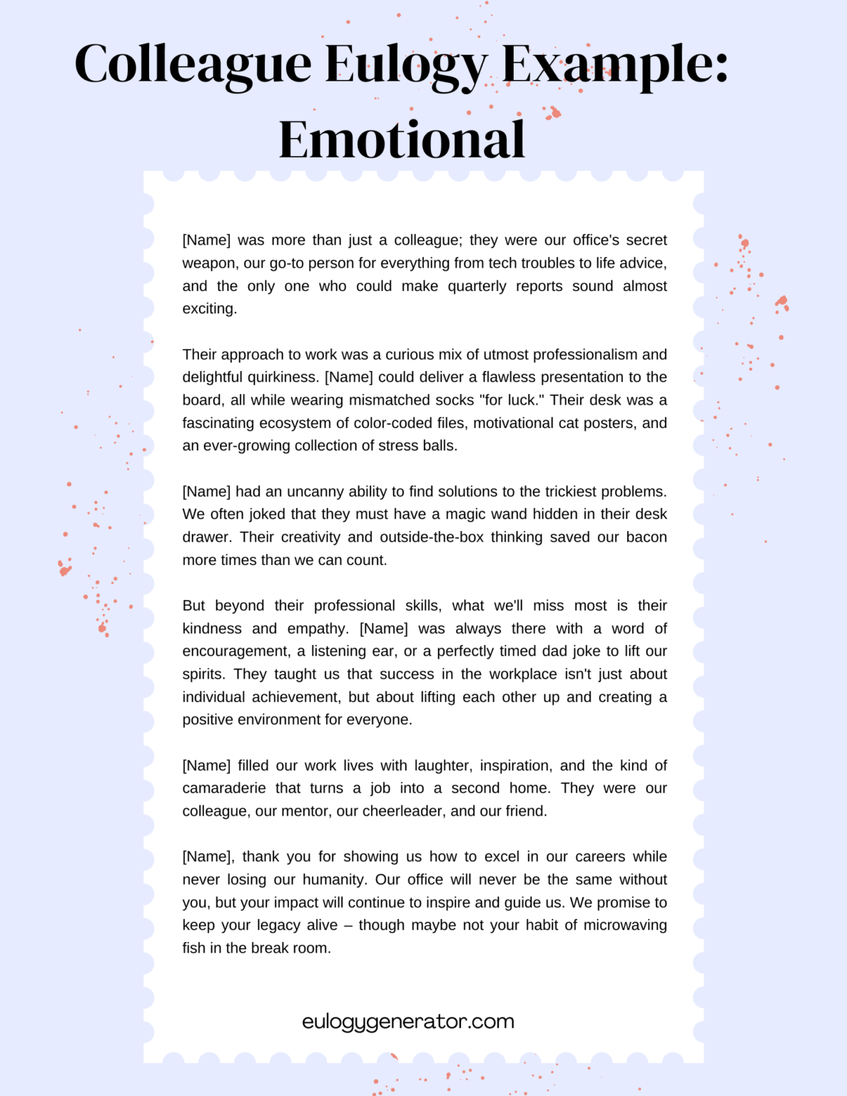 A Guide on Writing a Eulogy for Your Colleague