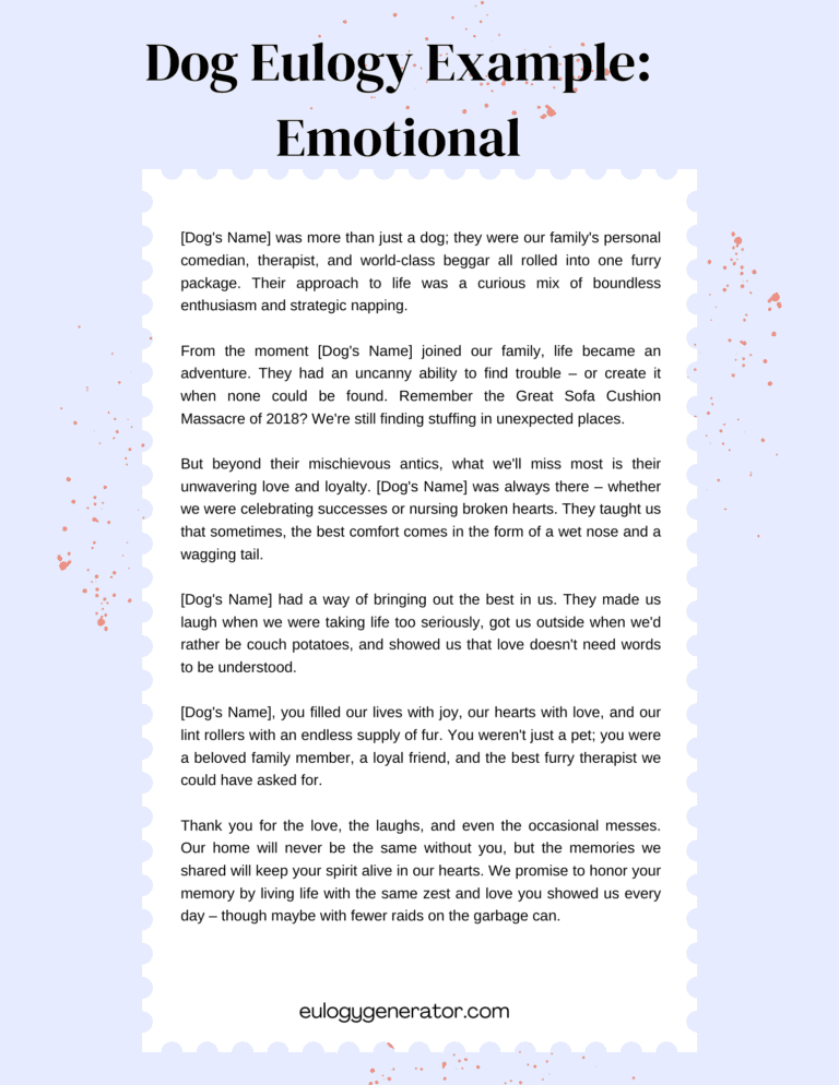 A Guide on Writing a Eulogy for Your Dog