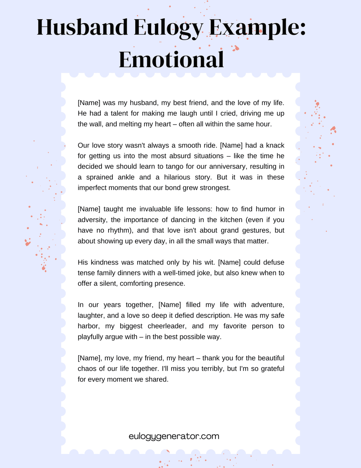 A Guide on Writing a Eulogy for Your Husband