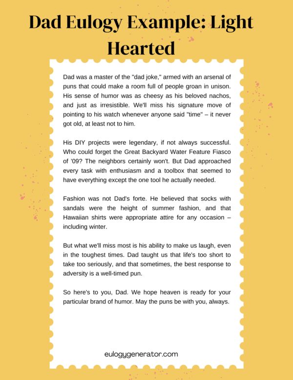 A Guide on Writing a Eulogy for Your Dad