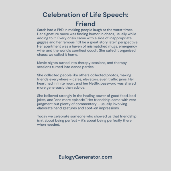Crafting a Heartfelt Celebration of Life Speech for Your Friend