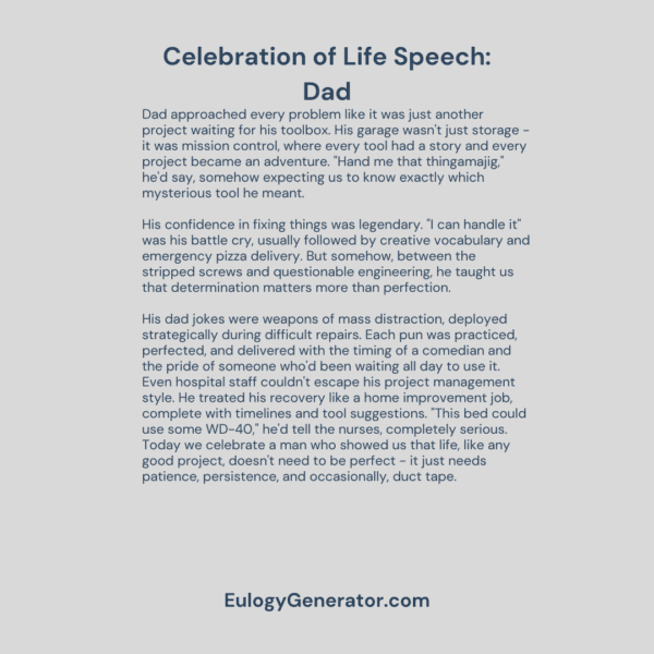 Crafting a Heartfelt Celebration of Life Speech for Your Dad