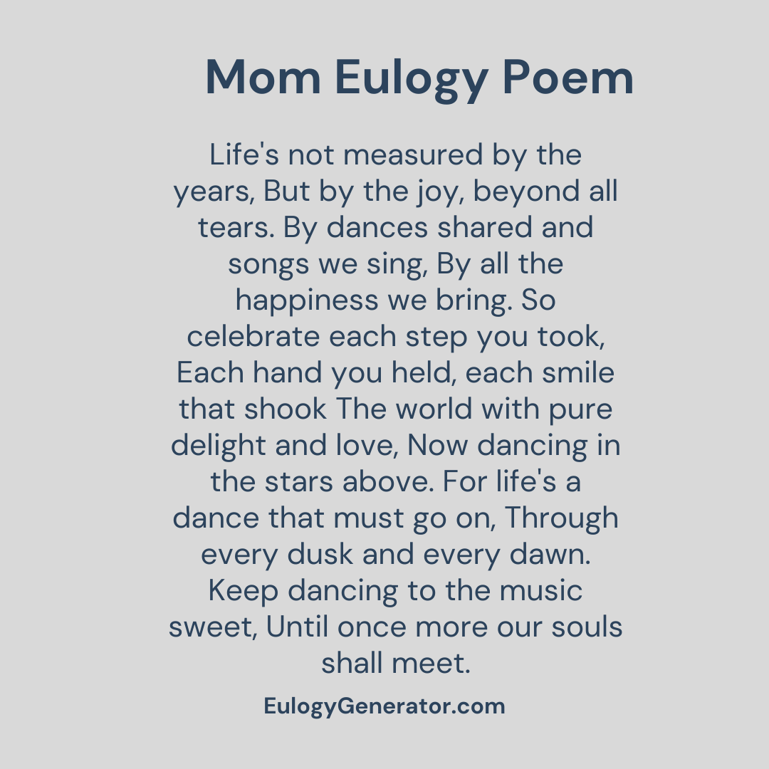 Heartfelt Mother Eulogy Poems to Honor Your Mom's Memory - Eulogies By Jen