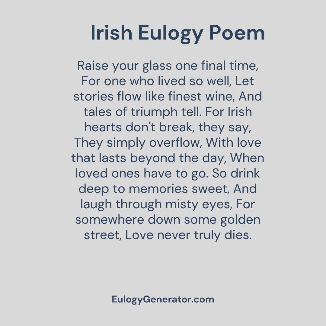 Irish Eulogy Poems: Hidden Art | Eulogy Generator