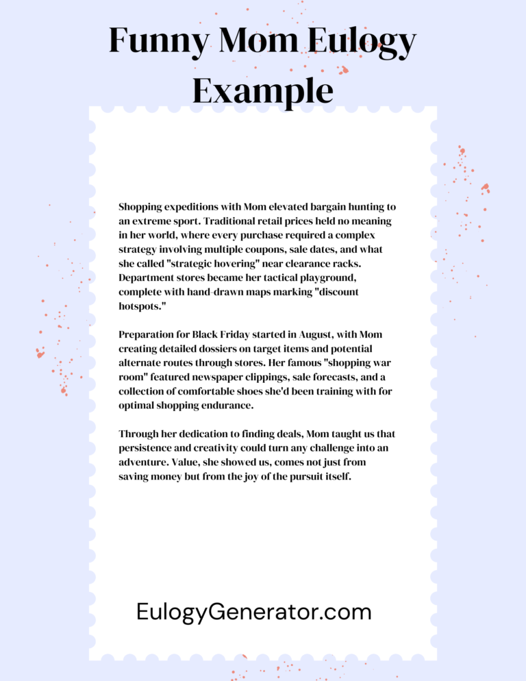 10 Funny Mom Eulogy examples