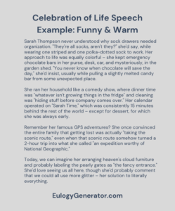 Funny Celebration of Life Speeches | Eulogy Generator