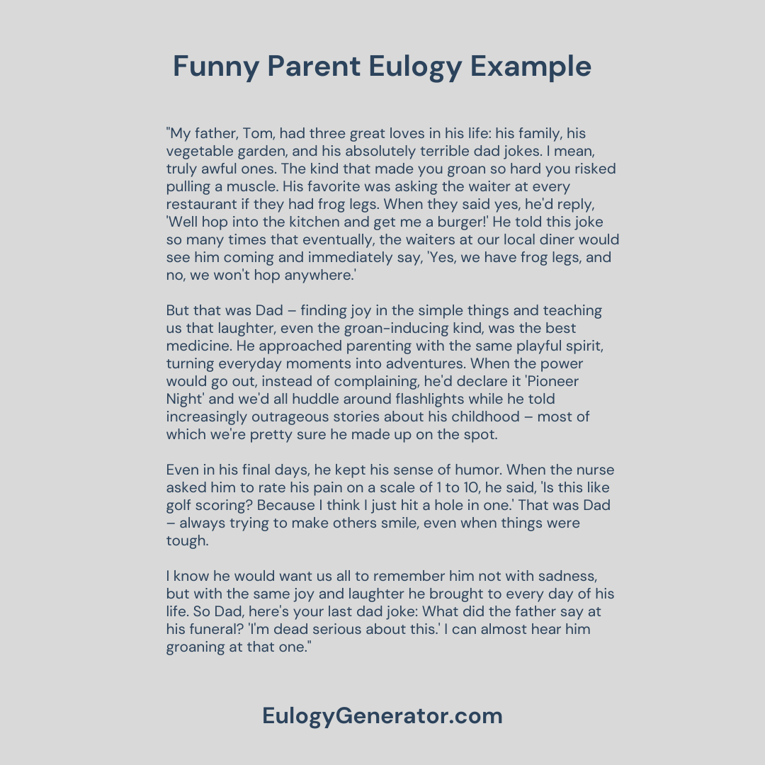 How to Write a Funny Parent Eulogy: Tips & Examples