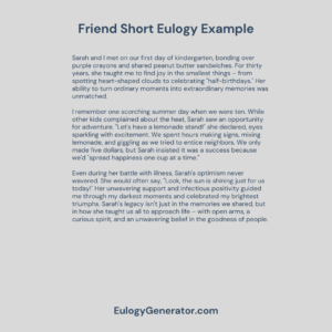 30 Short Eulogy Examples for a Friend - Eulogies By Jen