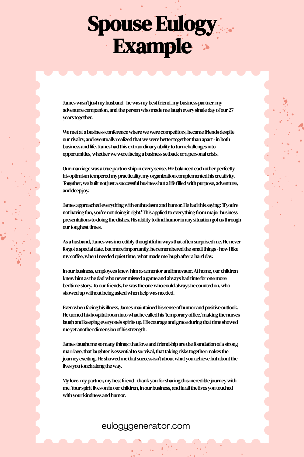 5 Spouse Eulogy Templates to Use as Inspiration - Eulogies By Jen