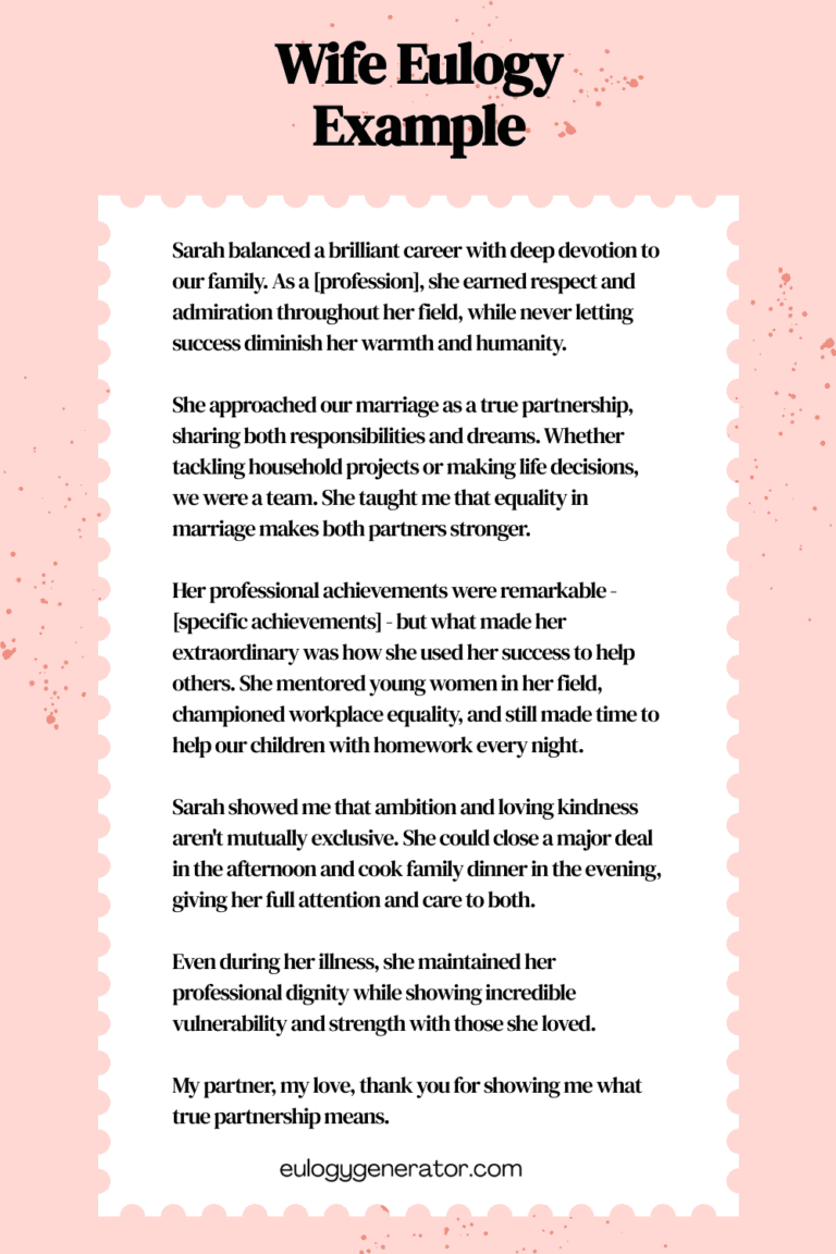 5 Wife Eulogy Templates to Use as Inspiration - Eulogies By Jen