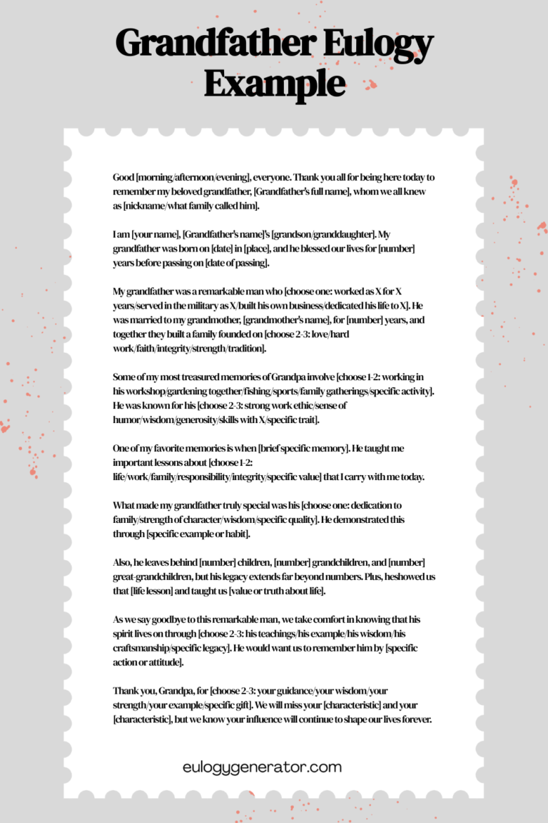 5 Grandfather Eulogy Templates to Use as Inspiration - Eulogies By Jen