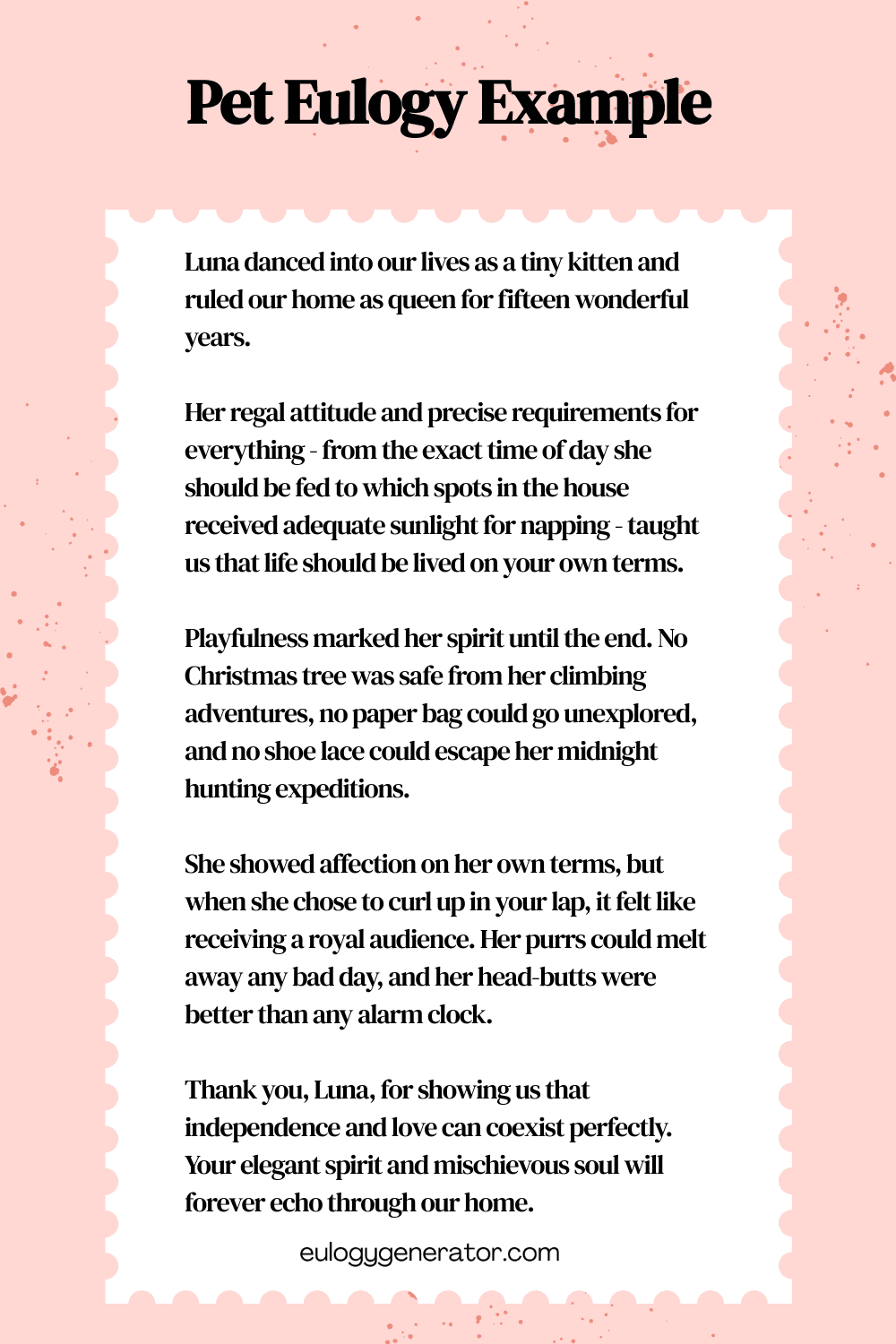 5 Pet Eulogy Templates to Use as Inspiration - Eulogies By Jen