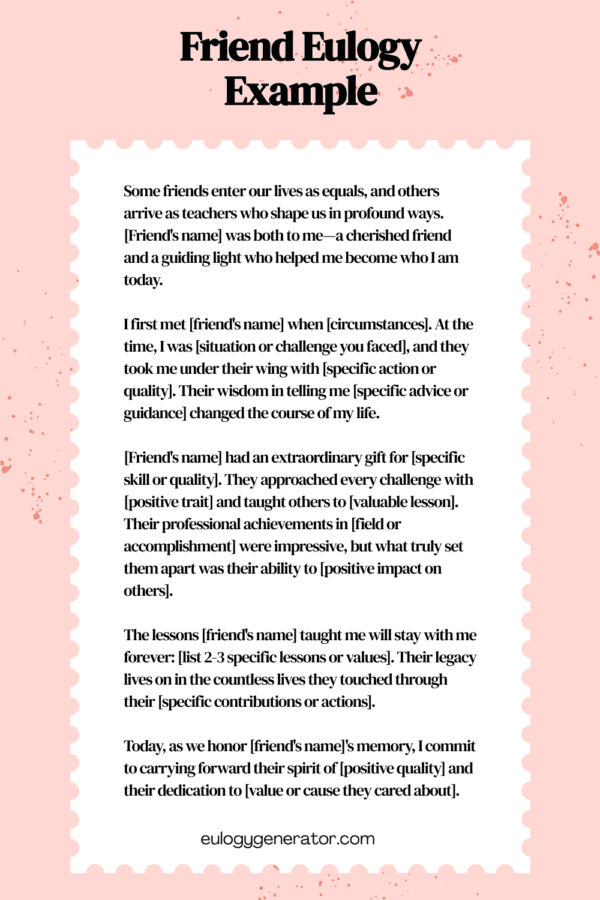 5 Friend Eulogy Templates to Use as Inspiration - Eulogies By Jen