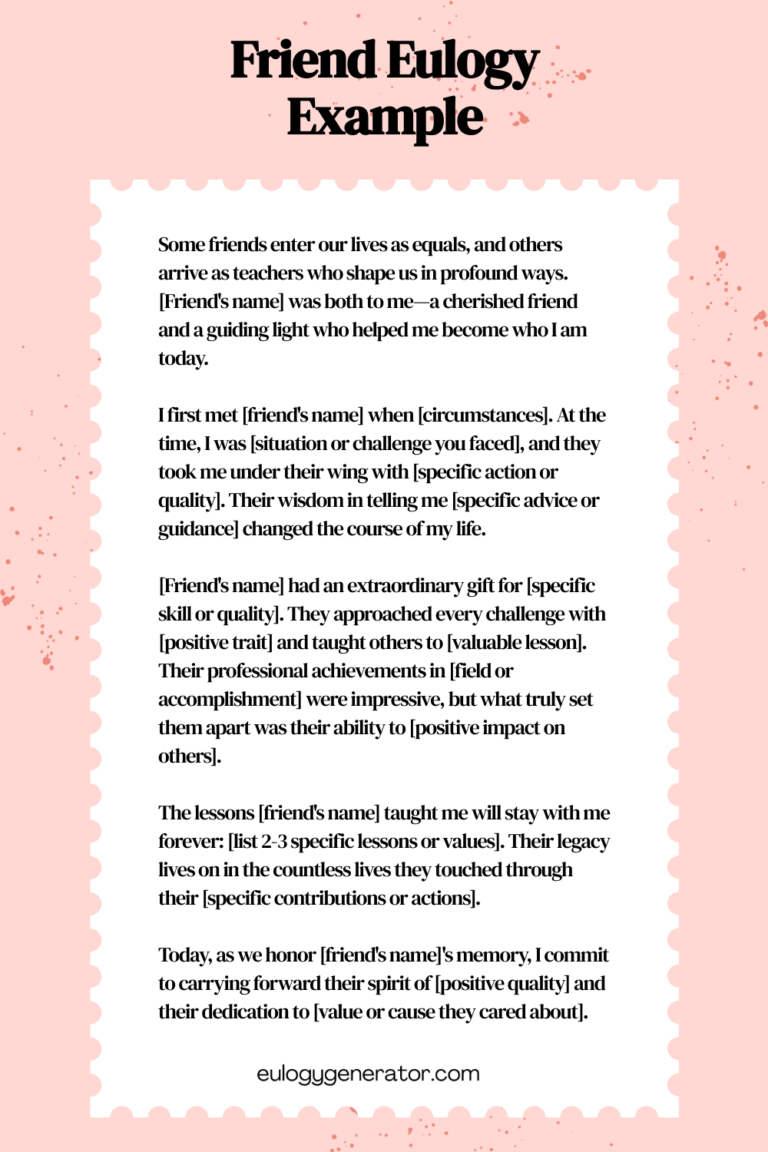 5 Friend Eulogy Templates to Use as Inspiration - Eulogies By Jen