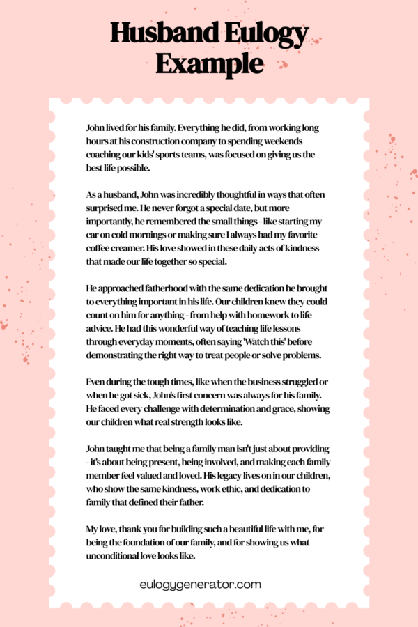 5 Husband Eulogy Templates to Use as Inspiration - Eulogies By Jen