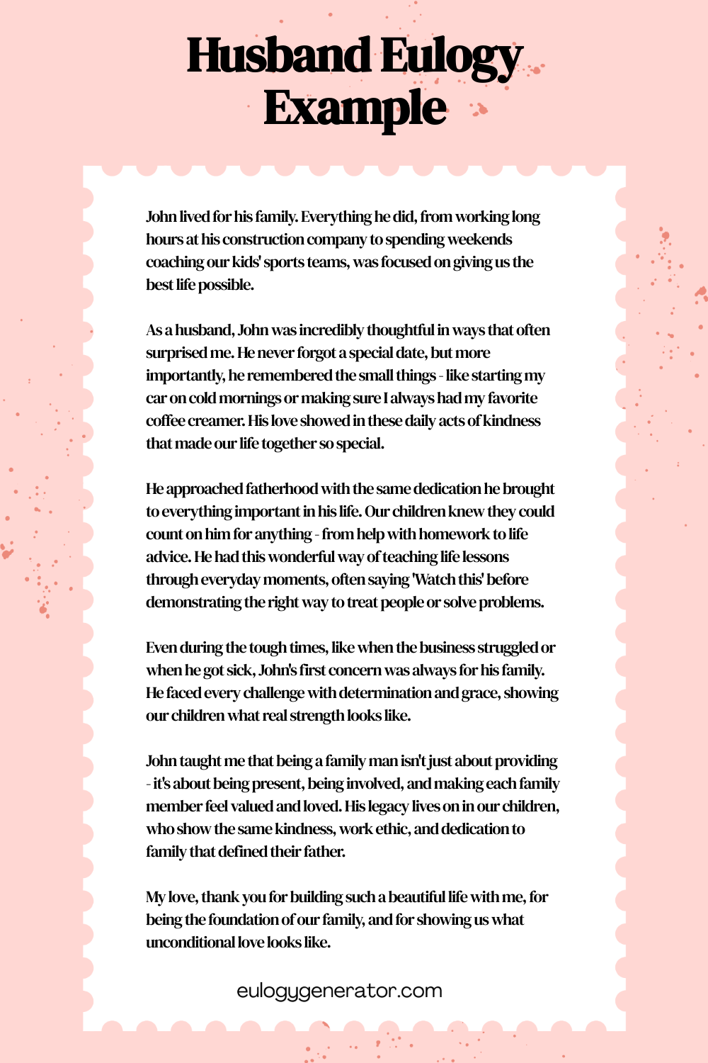 5 Husband Eulogy Templates to Use as Inspiration - Eulogies By Jen